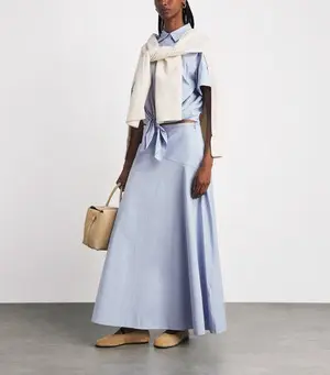Theory Asymmetrical Stripe Midi Skirt - Blue
