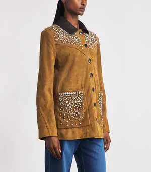 Veronica Beard Suede Embellished Shannon Jacket