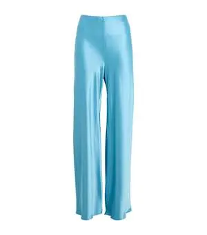 LESET Satin Barb Wide-leg Trousers