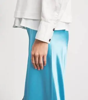 LESET Satin Barb Wide-leg Trousers