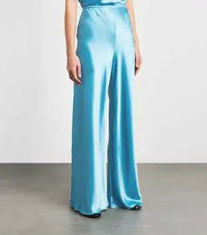 LESET Satin Barb Wide-leg Trousers