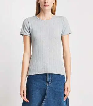 LESET Cotton Pointelle Short-sleeve T-shirt