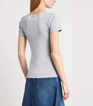 LESET Cotton Pointelle Short-sleeve T-shirt