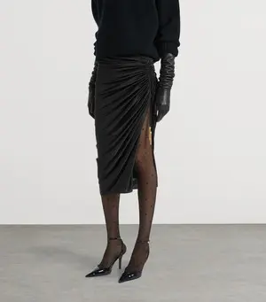 Balmain Jersey Ruched Midi Skirt
