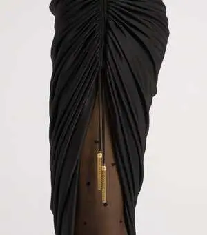 Balmain Jersey Ruched Midi Skirt
