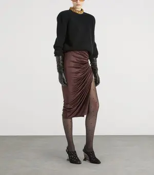 Balmain Jersey Ruched Midi Skirt