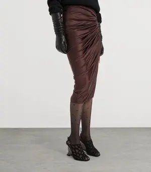 Balmain Jersey Ruched Midi Skirt