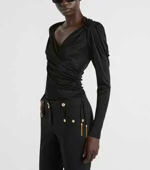 Balmain Jersey Draped Top