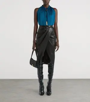 Balmain Jersey Pleated Sleeveless Top