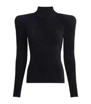 Balmain Fluffy Ribbed-knit Sweater - Black