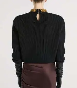 Balmain Virgin Wool-cashmere Embellished Sweater