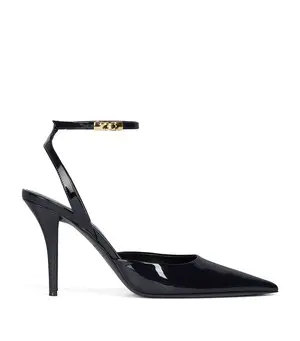 Balmain Patent Leather Strappy Pumps 95 - Blue
