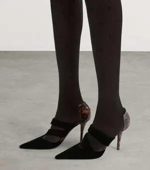 Balmain Leather And Velvet Pumps