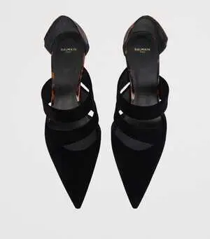 Balmain Leather And Velvet Pumps