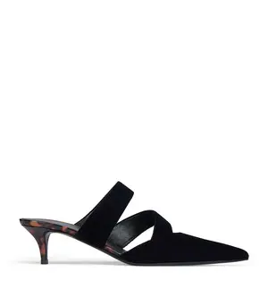 Balmain Velvet Heeled Mules 45 - Black