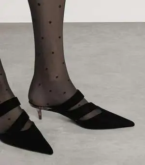 Balmain Velvet Heeled Mules 45