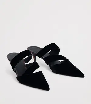 Balmain Velvet Heeled Mules 45