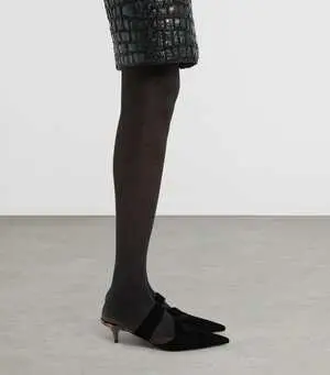 Balmain Velvet Heeled Mules 45