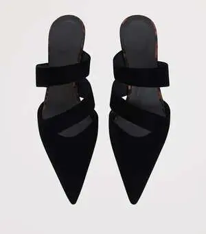 Balmain Velvet Heeled Mules 45