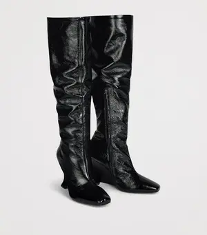 Balmain Leather Wedge Ankle Boots