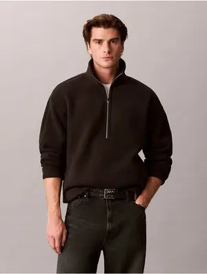 Calvin Klein Fleece Quarter Zip Pullover - Black