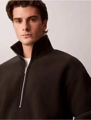 Calvin Klein Fleece Quarter Zip Pullover - Black