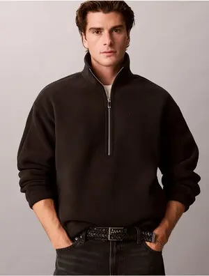 Calvin Klein Fleece Quarter Zip Pullover - Black