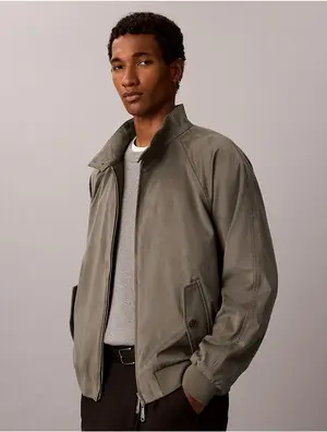 Calvin Klein Faux Suede Raglan Jacket - Olive Tree