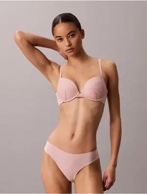 Calvin Klein Perfectly Fit Lace Push Up Plunge Bra - Subdued