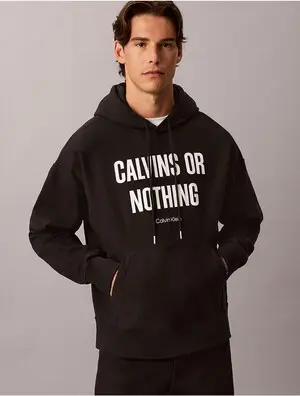 Calvin Klein Terry Calvins Or Nothing Graphic Relaxed Hoodie