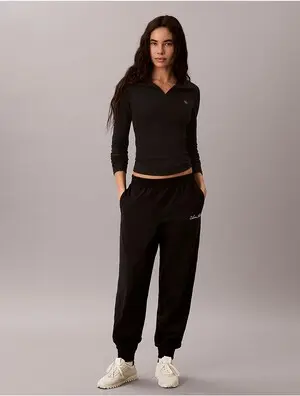 Calvin Klein Logo Cotton Jersey Sleep Sweatpants - Black
