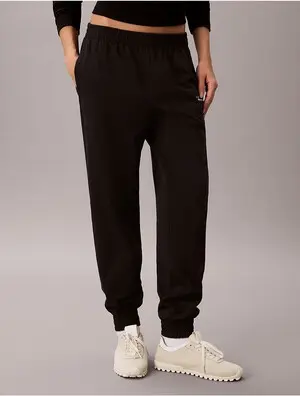 Calvin Klein Logo Cotton Jersey Sleep Sweatpants - Black