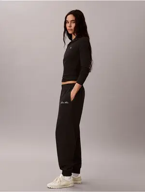 Calvin Klein Logo Cotton Jersey Sleep Sweatpants - Black
