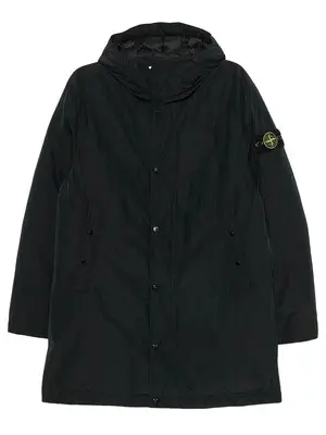 Stone Island Long Padded Parka With Water-repellent Treatment - Black