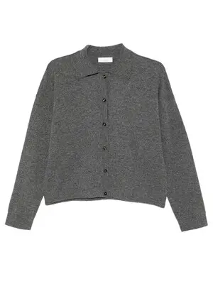 ROBERTO COLLINA Wool Cardigan With Polo Collar - Grey