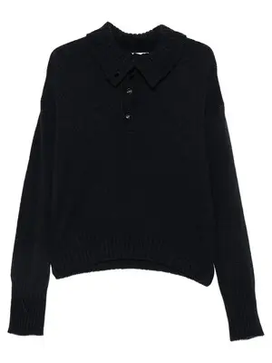 ROBERTO COLLINA Sweater With Buttoned Collar - Blue