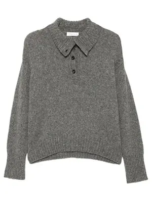 ROBERTO COLLINA Sweater With Buttoned Collar Grey