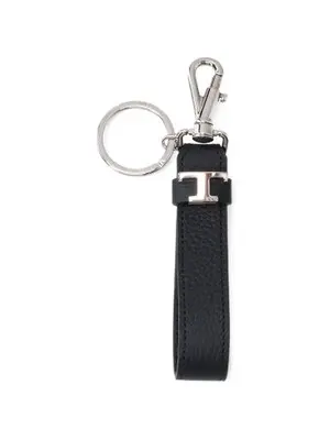 TOD`S Leather Lettering Keychain - Black