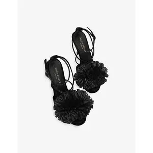 Kurt Geiger Velvet Pom Heeled Sandals