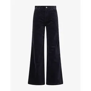 Paige Anessa Corduroy Cotton-stretch Trousers - Navy