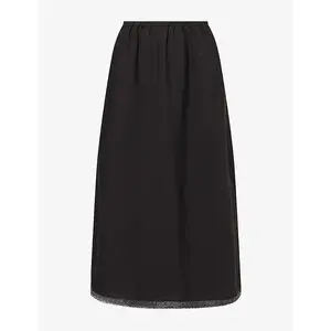 Dissh Rosin Lace Trim Cotton-blend Midi Skirt - Black
