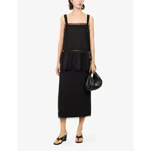 Dissh Rosin Lace Trim Cotton-blend Midi Skirt