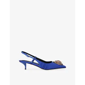 Kurt Geiger Belsize 40 Satin Heeled Slingback Courts - Blue
