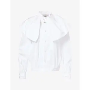 Noir Kei Ninomiya Oversized-bow Stand-collar Woven Shirt - White