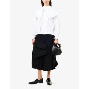 Noir Kei Ninomiya Oversized-bow Stand-collar Woven Shirt