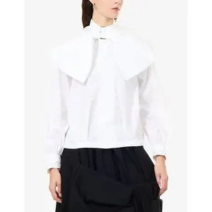 Noir Kei Ninomiya Oversized-bow Stand-collar Woven Shirt