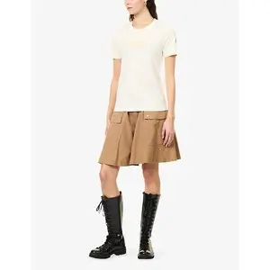 Moncler Flap-pocket Logo-patch Woven Mini Skirt