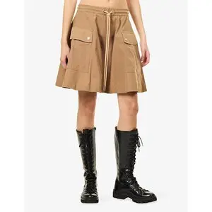 Moncler Flap-pocket Logo-patch Woven Mini Skirt