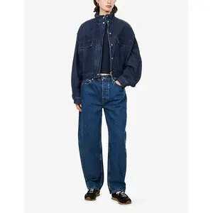 Good American Cotton-stretch Denim Bomber Jacket