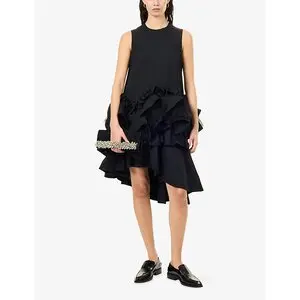 Noir Kei Ninomiya Asymmetric Ruffle Wool Mini Dress
